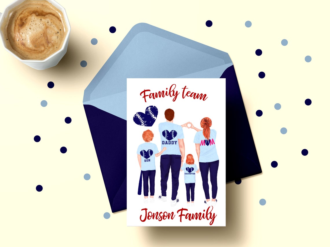 Sport Family Clipart: "baseball Family" Dad Mom Children Watercolor ...