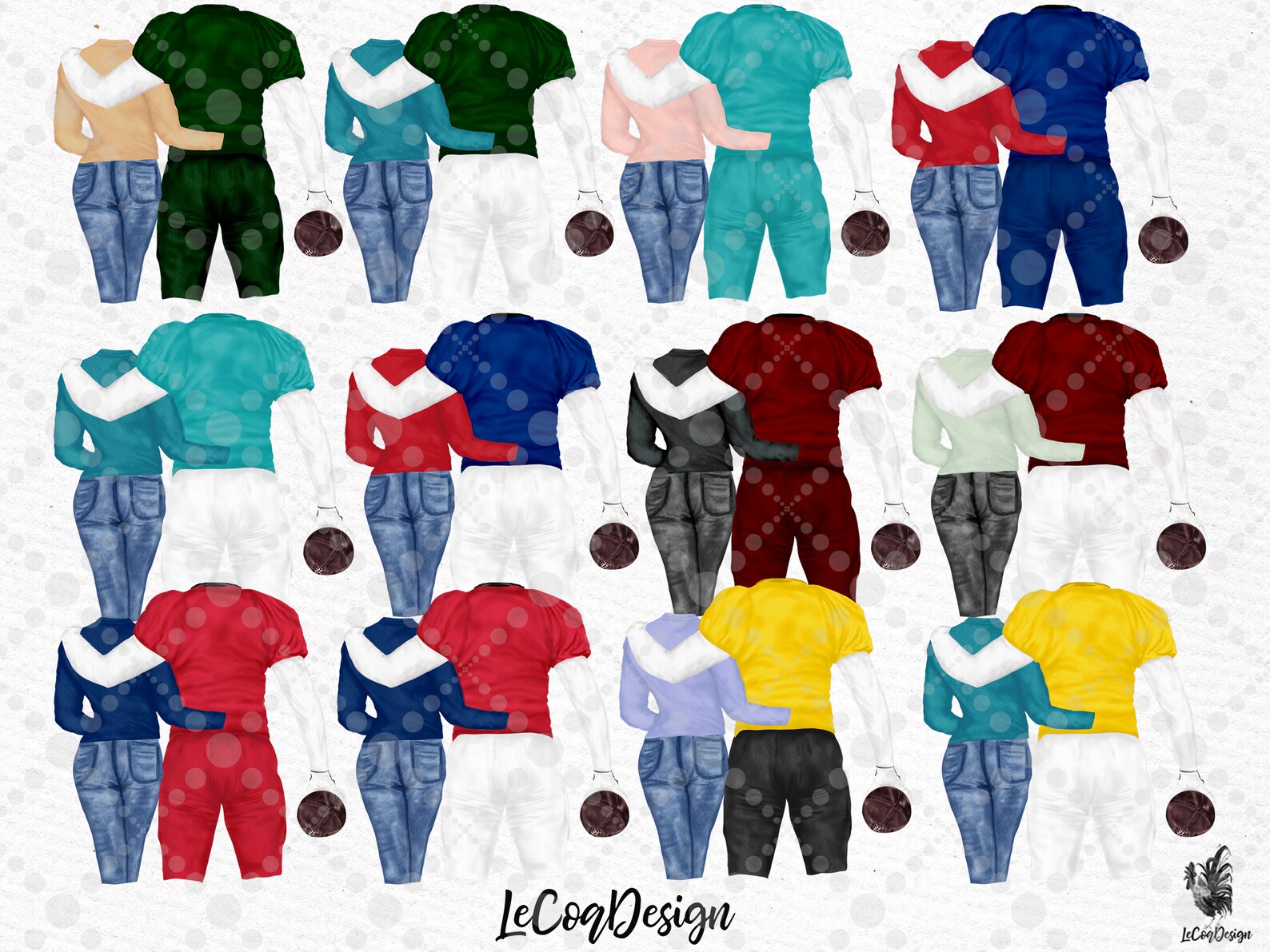 Football Player Clipart: couples Clipart Sports - Etsy