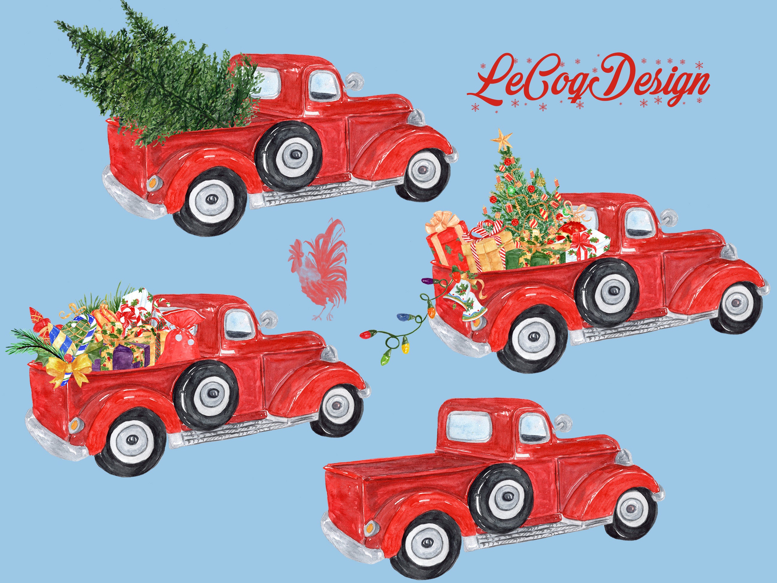 Christmas Clipart: christmas Truck Red Truck - Etsy