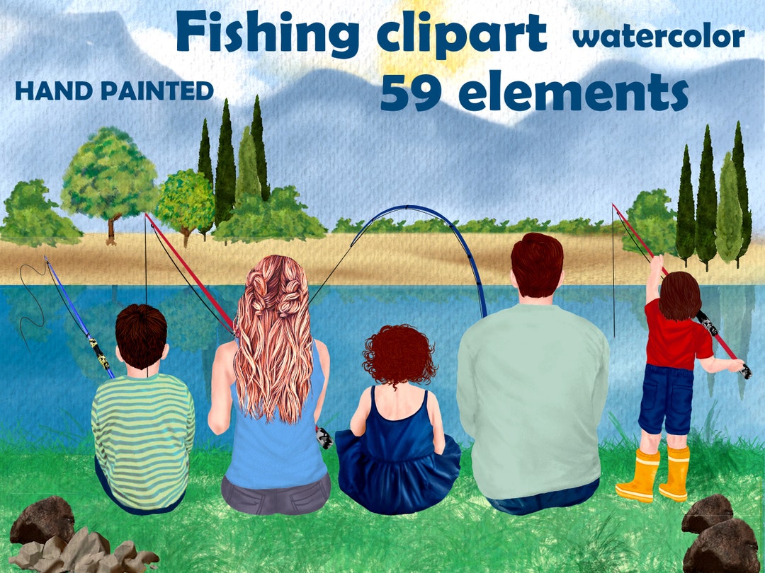 Fishing Clipart: "family Fishing" Father's Day Clipart Parents and Kids ...