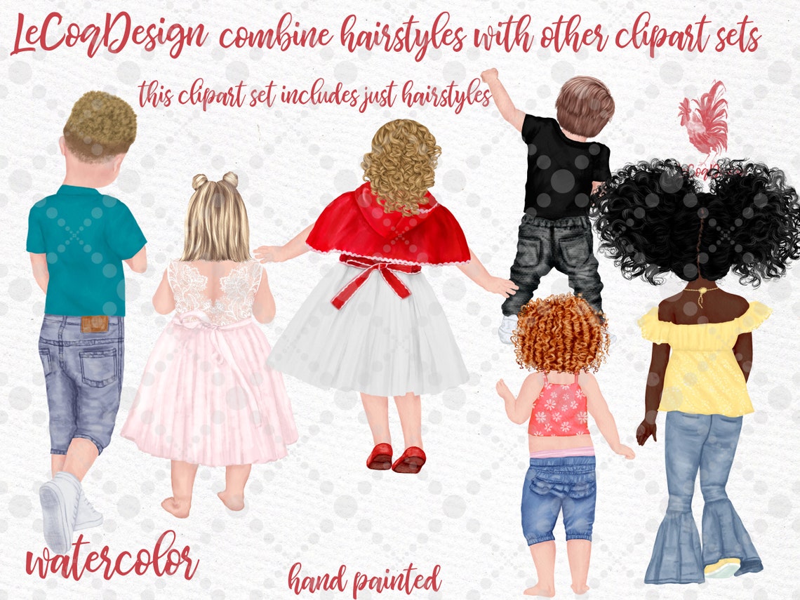 Hairstyles Clipart: "kids Clipart" Custom Hairstyles Girls Hair Child ...