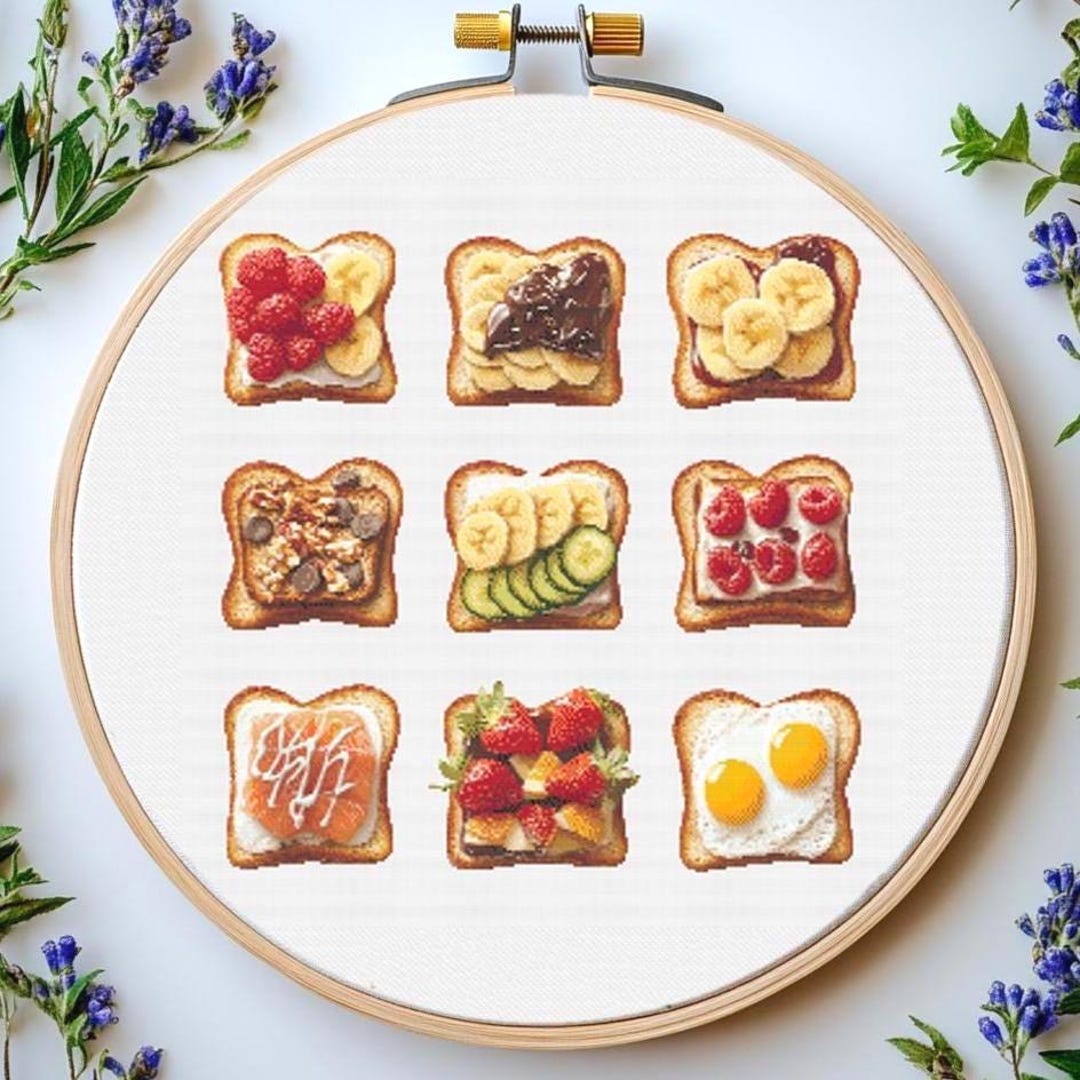 Toast Cross Stitch Pattern: Food Embroidery Design (PDF Pattern) - Etsy