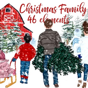 Christmas Clipart: "family Clipart" Winter Family Christmas Cards Pine ...