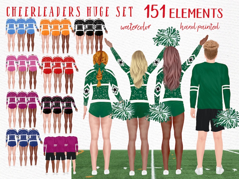 Cheerleaders Bundle Clipart: girls Clipart Boy - Etsy