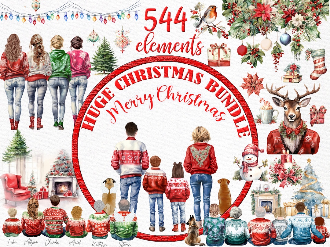 Mega Christmas Bundle Clipart: "christmas FAMILY Bundle" Big Clipart ...