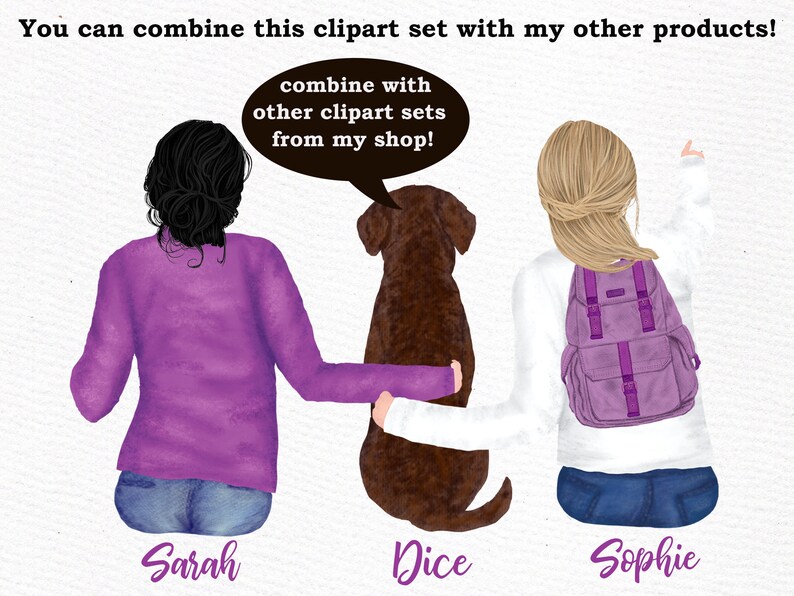 Girls Clipart Bundle: best FRIEND Clipart Planner - Etsy