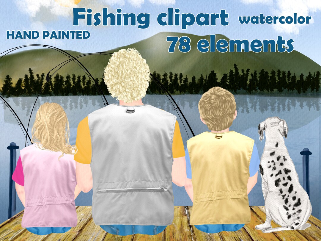 Fishing Clipart: "family Fishing" Father's Day Clipart Dad and Kids ...