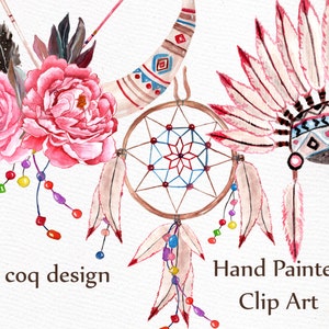 Watercolor Tribal Clipart: "tribal CLIP Art" Dream Catcher Teepee Tent ...