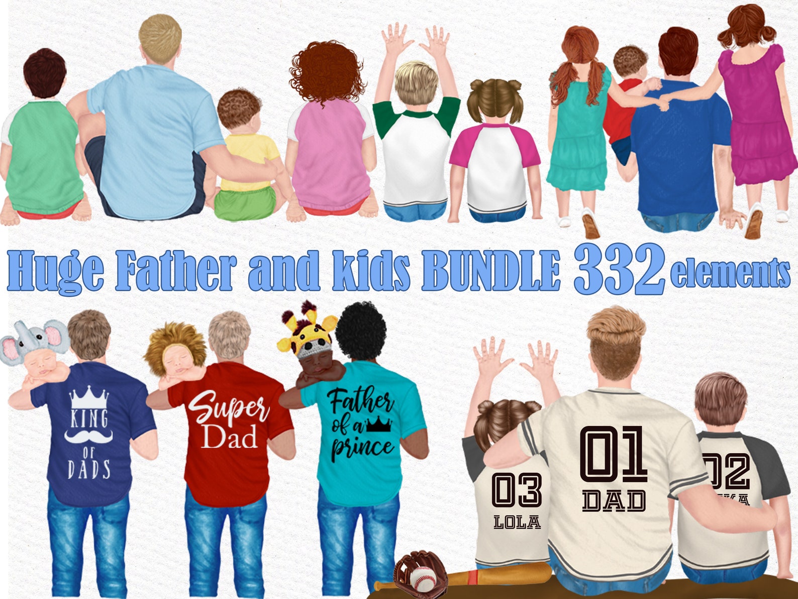 Fathers Day Bundle Clipart: "father's DAY Clipart" Daddy Clipart ...