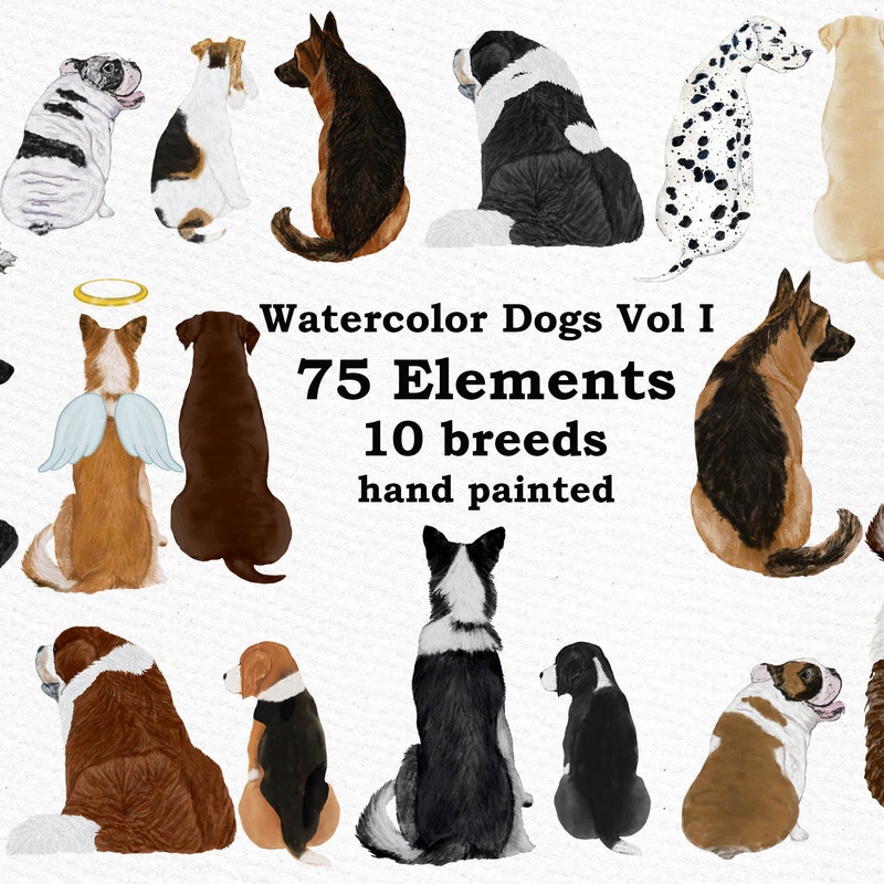 Watercolor Dog Clipart - Etsy