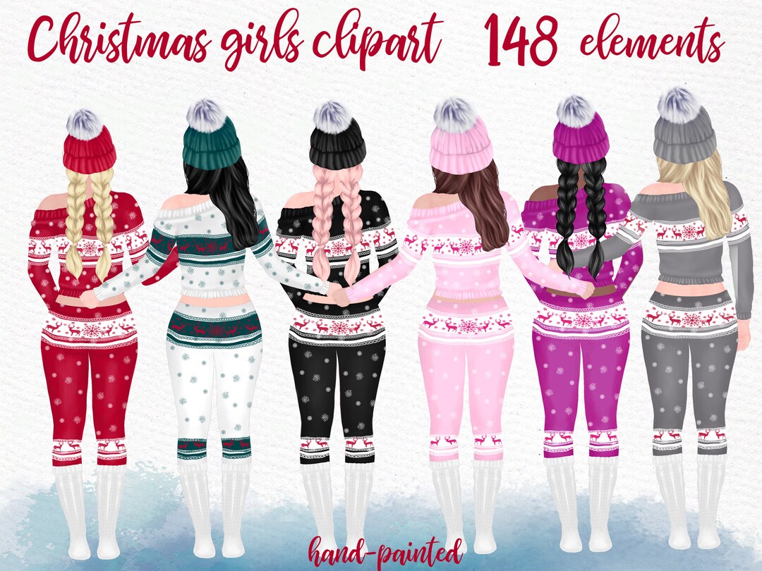 Christmas Bundle Girls Clipart: "best FRIEND Clipart" Winter Girls ...