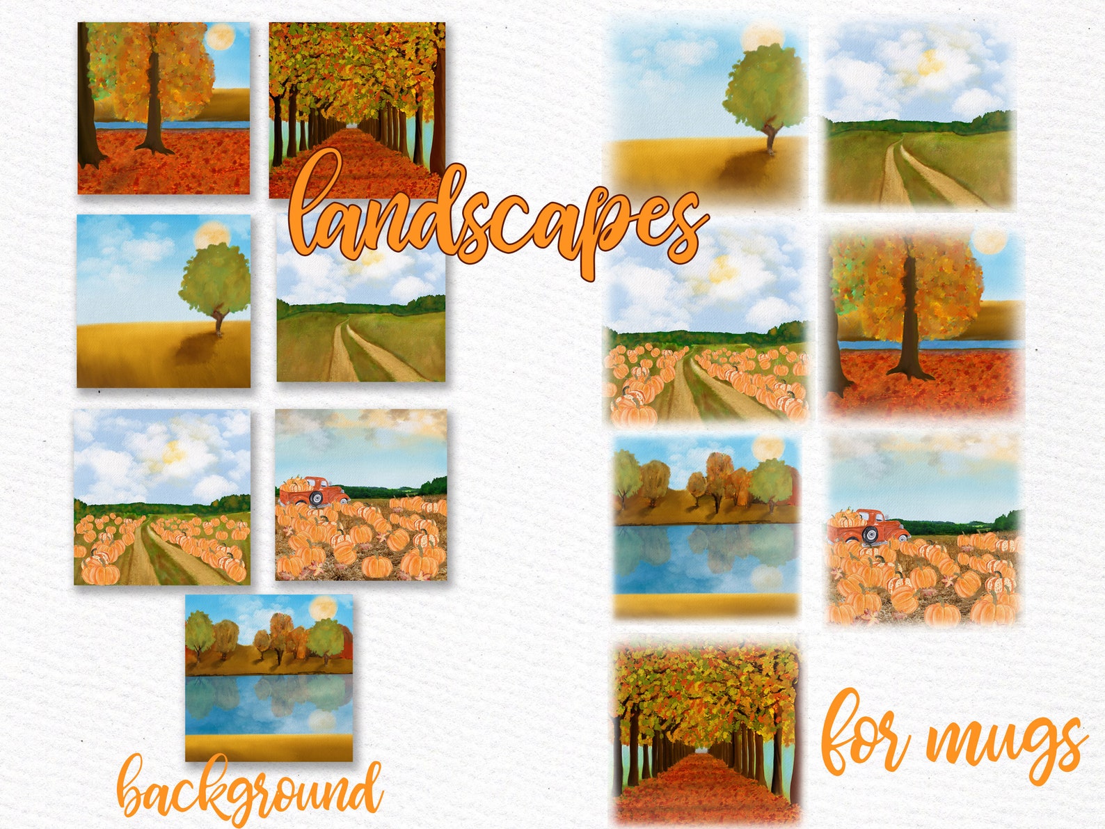 Autumn Landscapes Clipart: fall Landscapes | Etsy