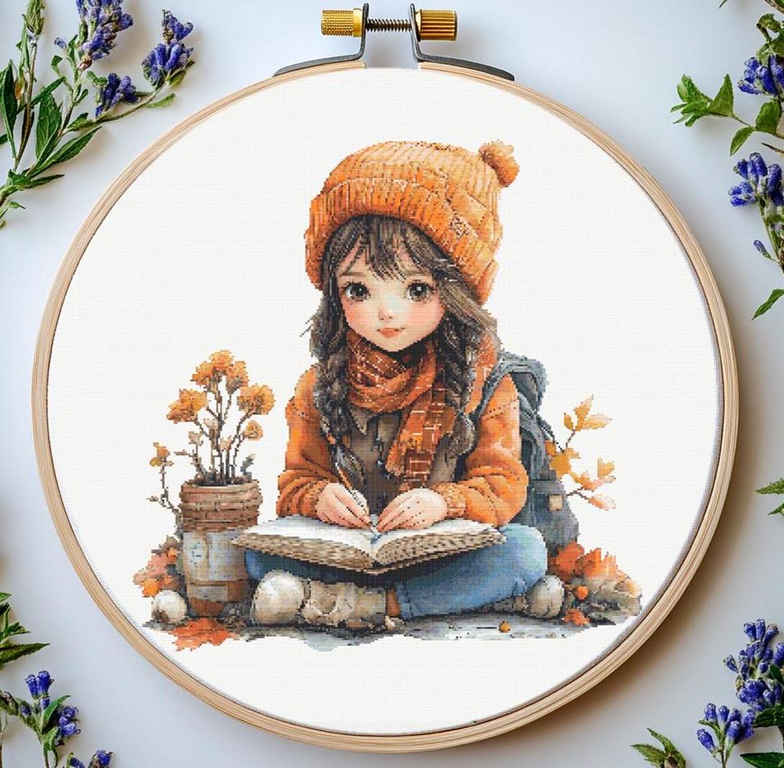 Girl With Book Cross Stitch Pattern: Cozy Reading Nook (PDF) - Etsy