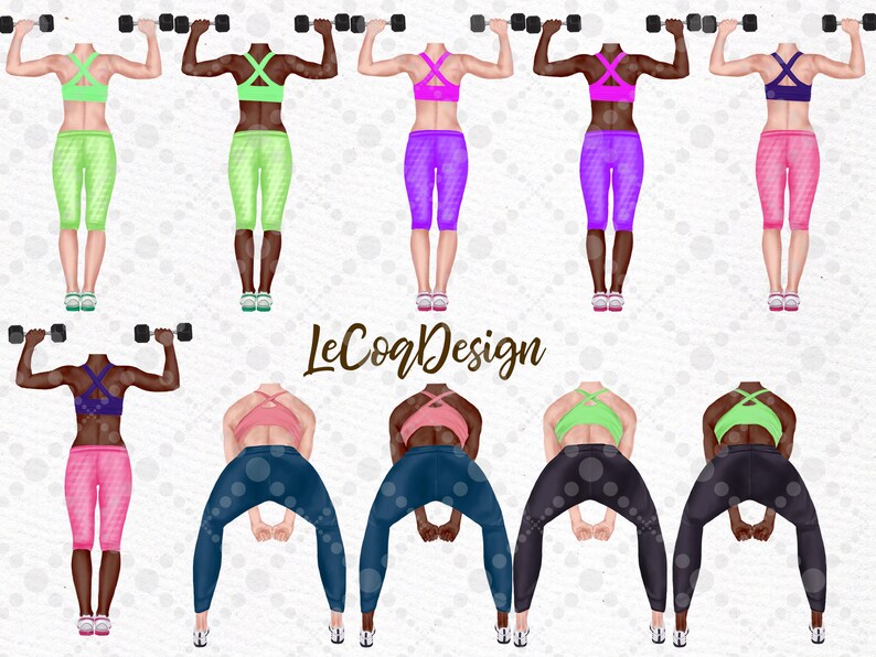 Gym Girls Clipart: FITNESS GIRLS CLIPART Gym | Etsy