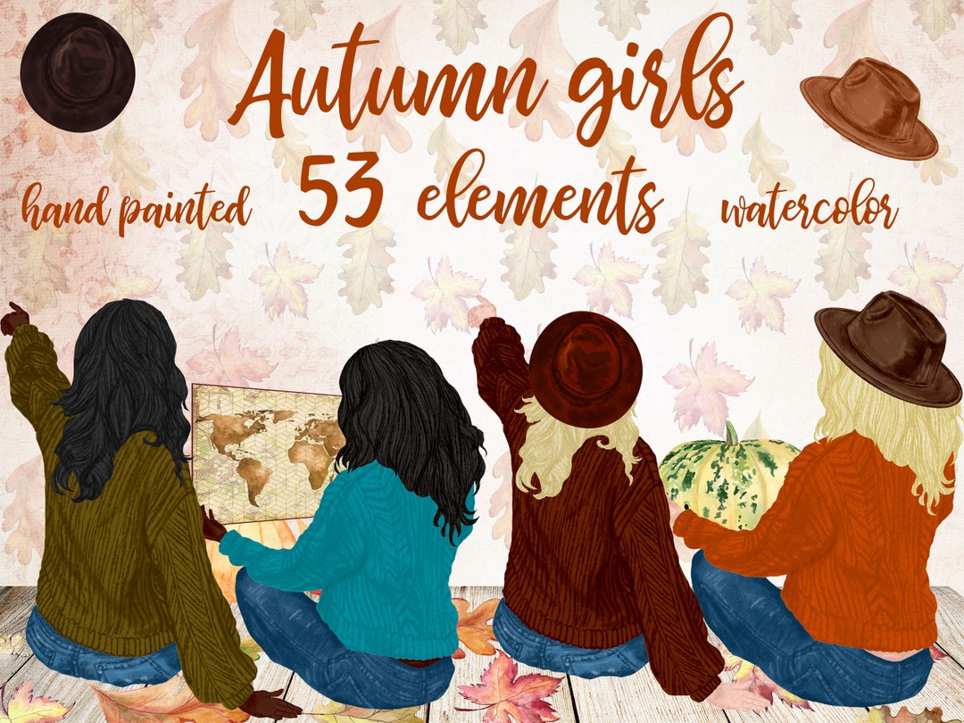 Autumn Clipart: "girls Clipart" Best Friends Fall Clipart Girls in ...