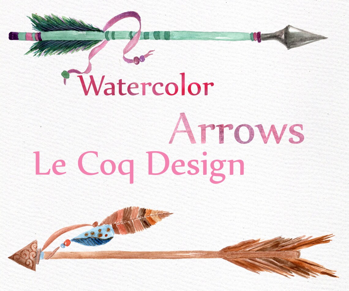 Watercolor Arrows Clipart: "arrows CLIP Art" Tribal Arrows Hand Drawn ...