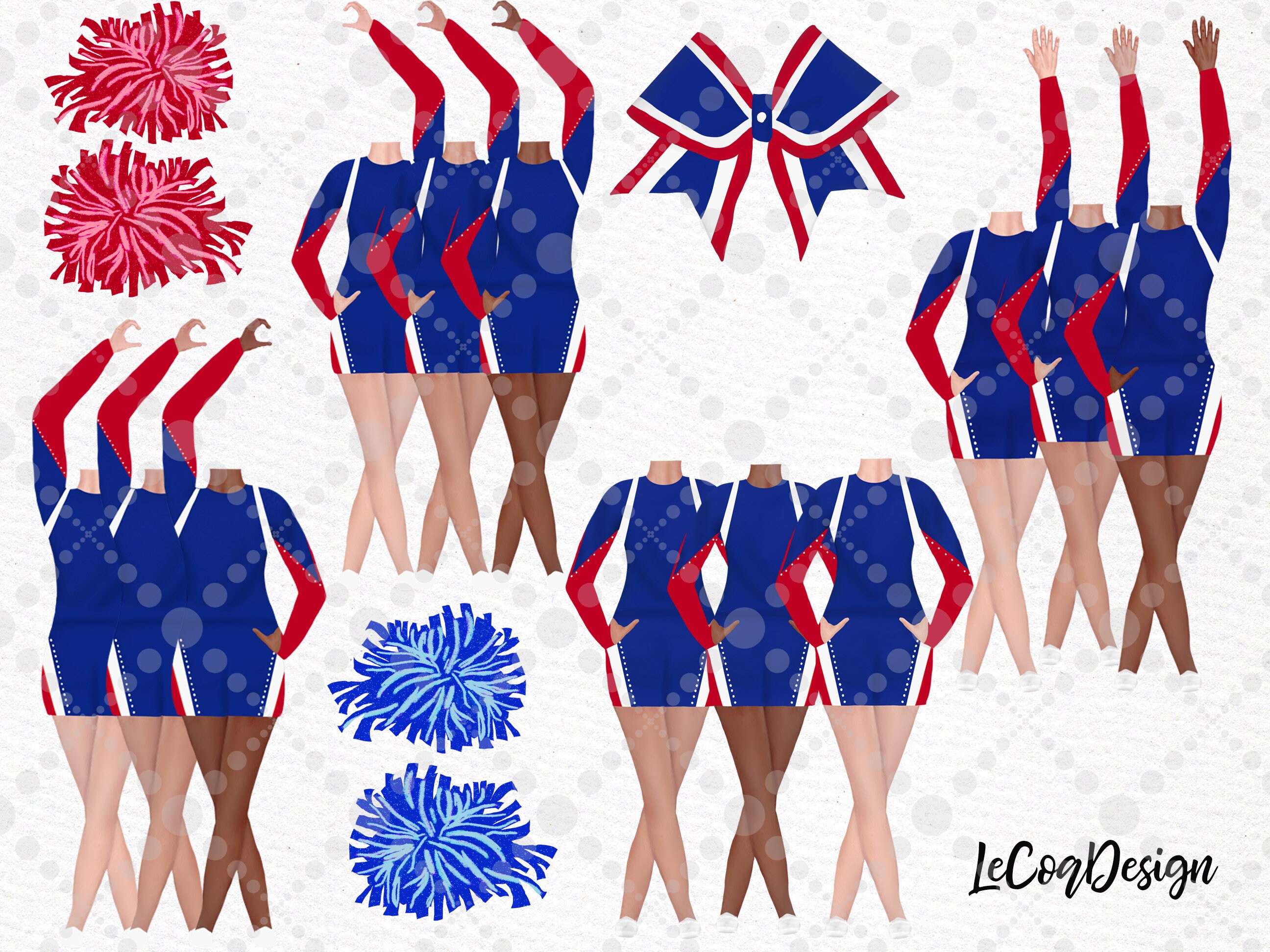 Cheerleaders Bundle Clipart: girls Clipart - Etsy