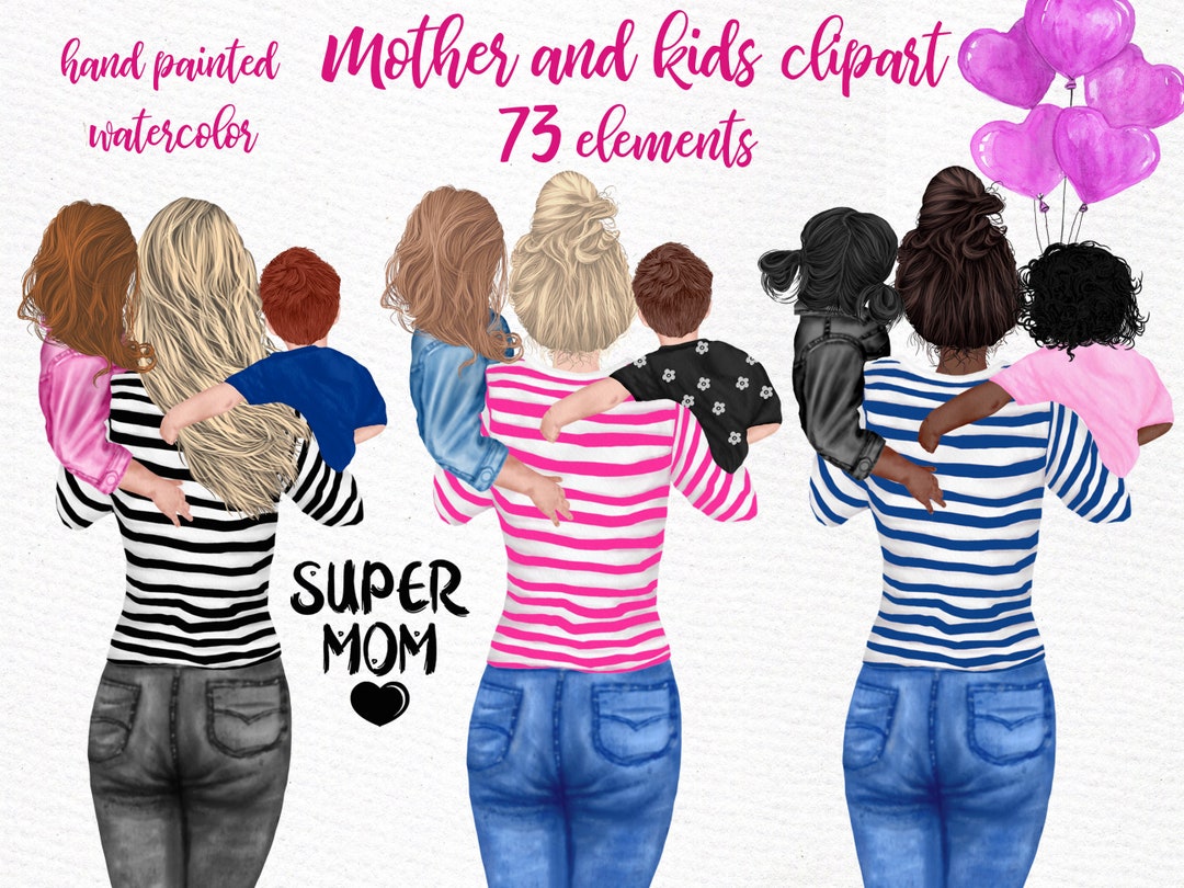 Mother and Children Clipart: "mother's DAY Clipart" Fashion Clipart ...