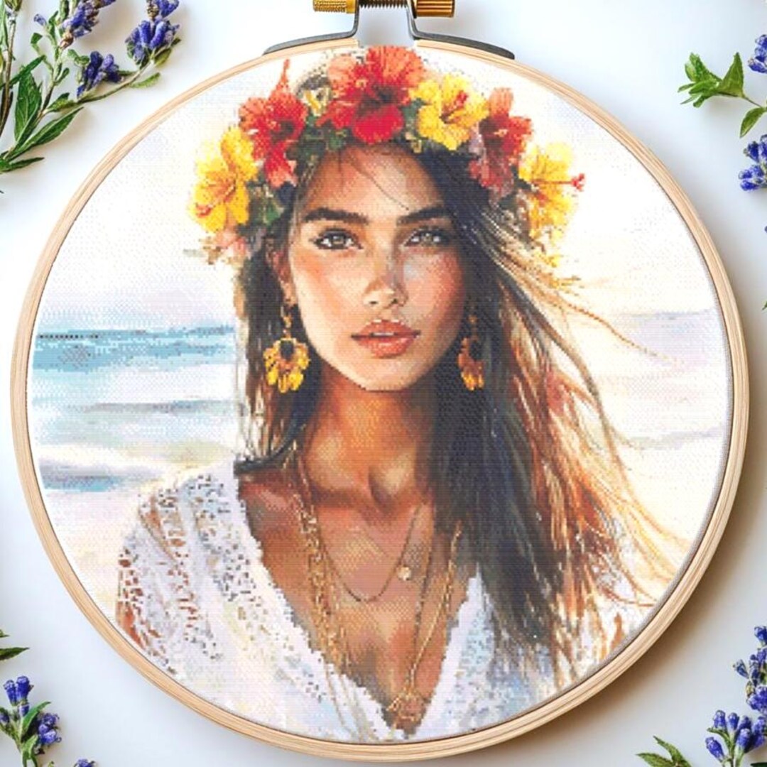 Summer Girl Cross Stitch Pattern Pdf: "girl PORTRAIT Embroidery" Punto ...