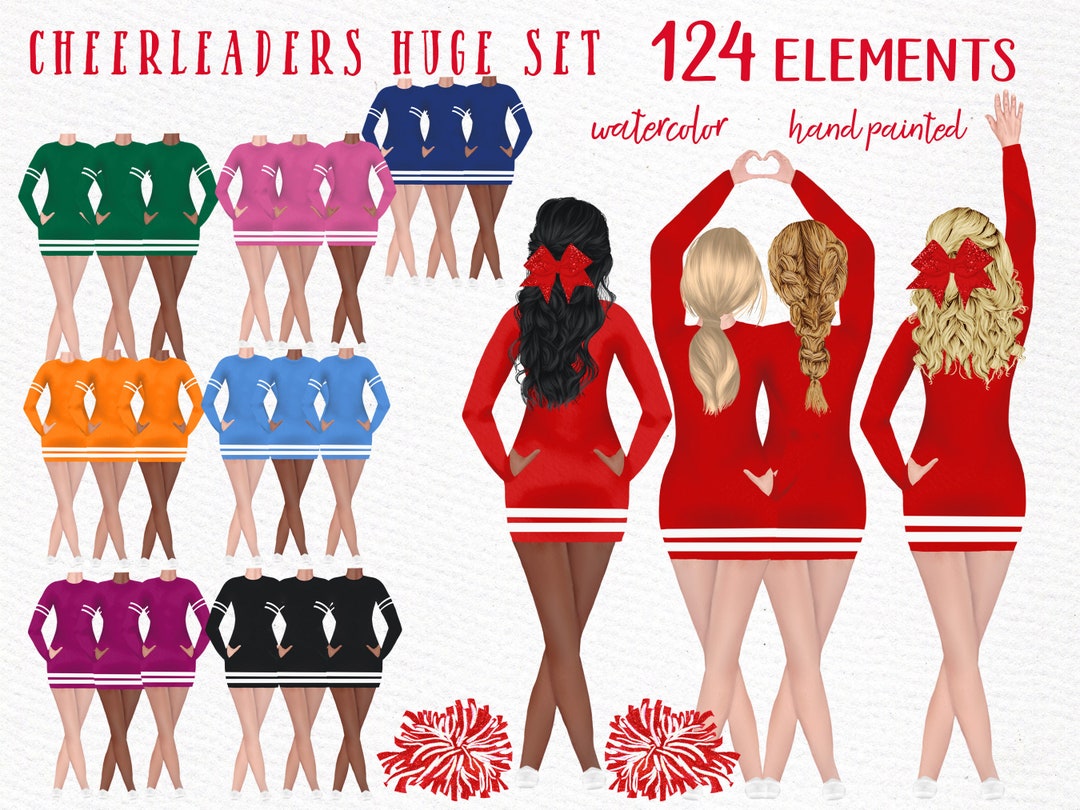 Cheerleaders Bundle Clipart: "girls Clipart" Watercolor Girls Best ...