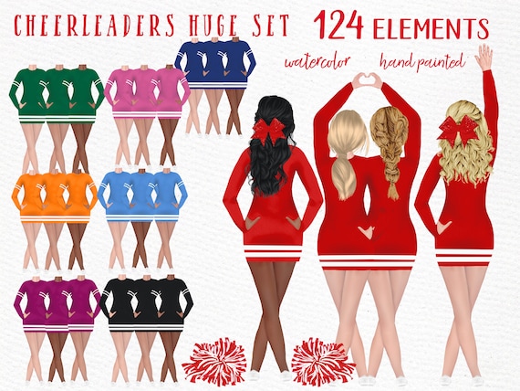 Cheerleaders Bundle Clipart: girls Clipart - Etsy