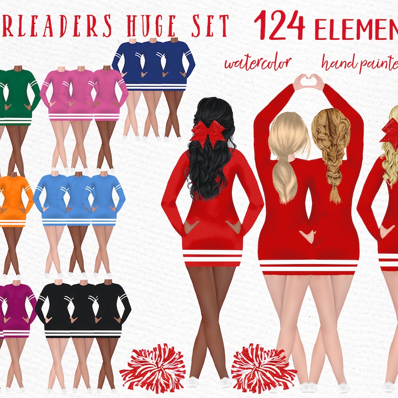 Black and White Cheerleader Clipart - Etsy