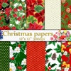 Christmas Digital Papers: christmas Papers Floral Watercolor Papers ...
