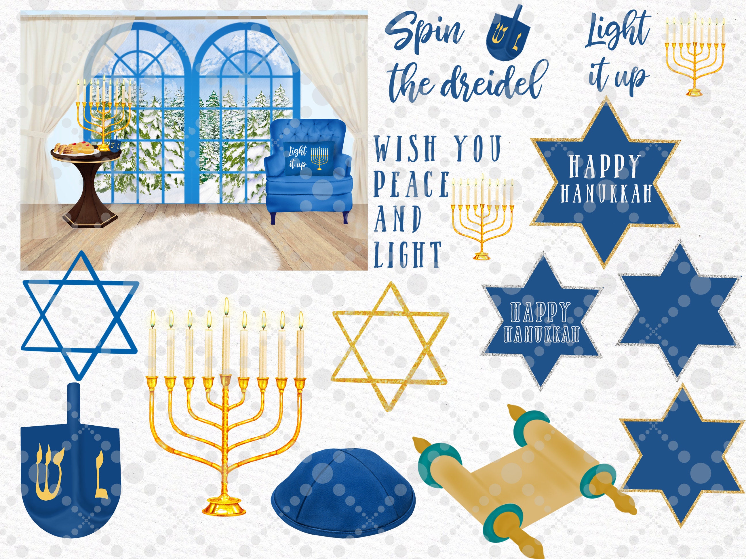 Hanukkah Clipart: jewish FAMILY Clipart Jewish - Etsy