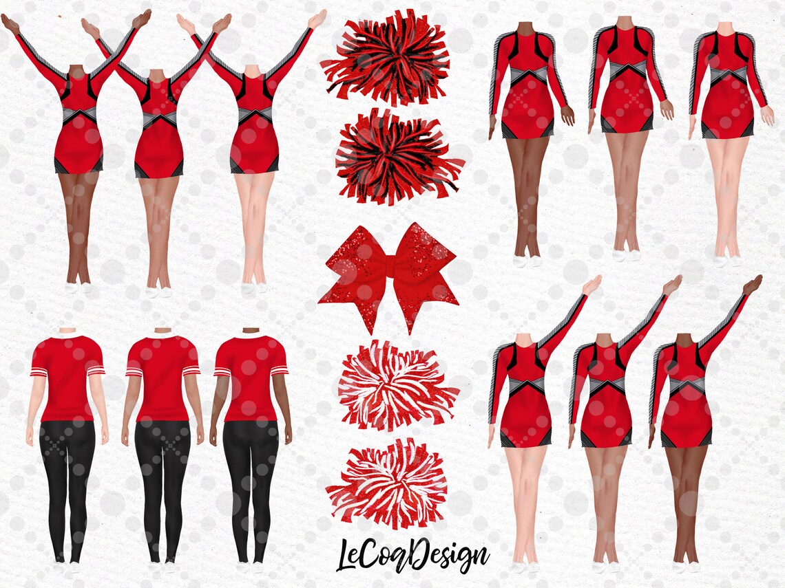 Cheerleaders Bundle Clipart: girls Clipart - Etsy