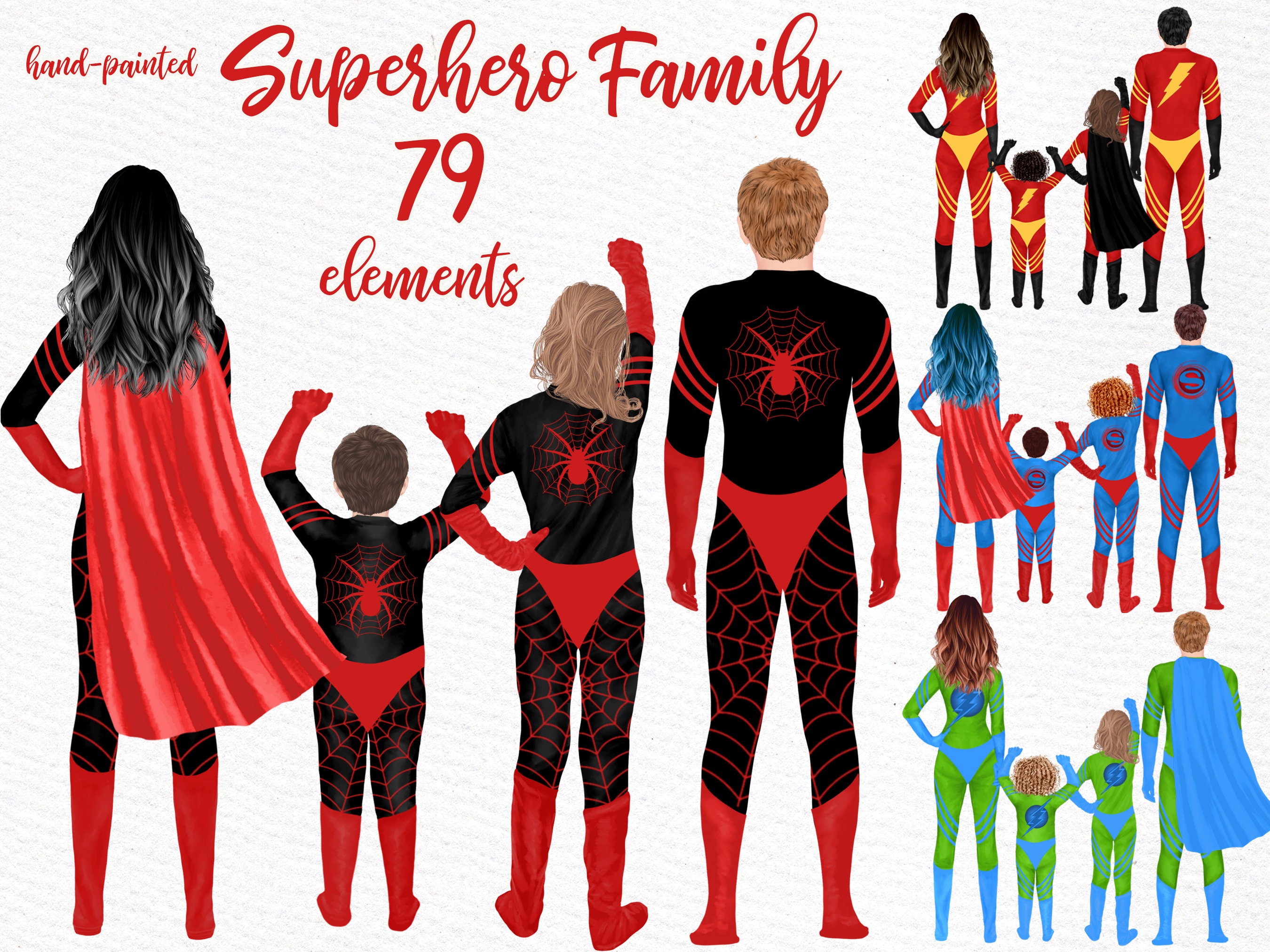 Superhero Clipart: superhero FAMILY Clipart | Etsy UK