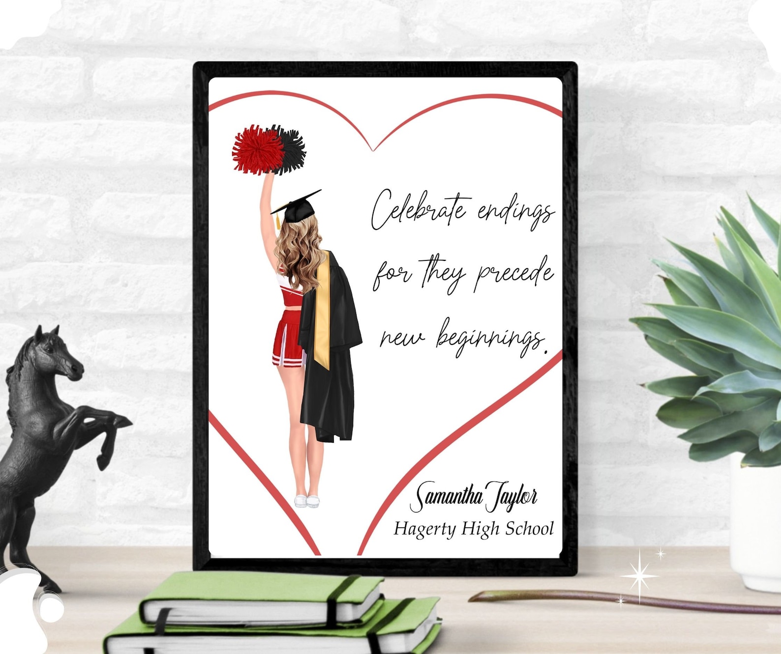Personalized Cheerleader Graduation Illustration: "custom Cheerleader ...