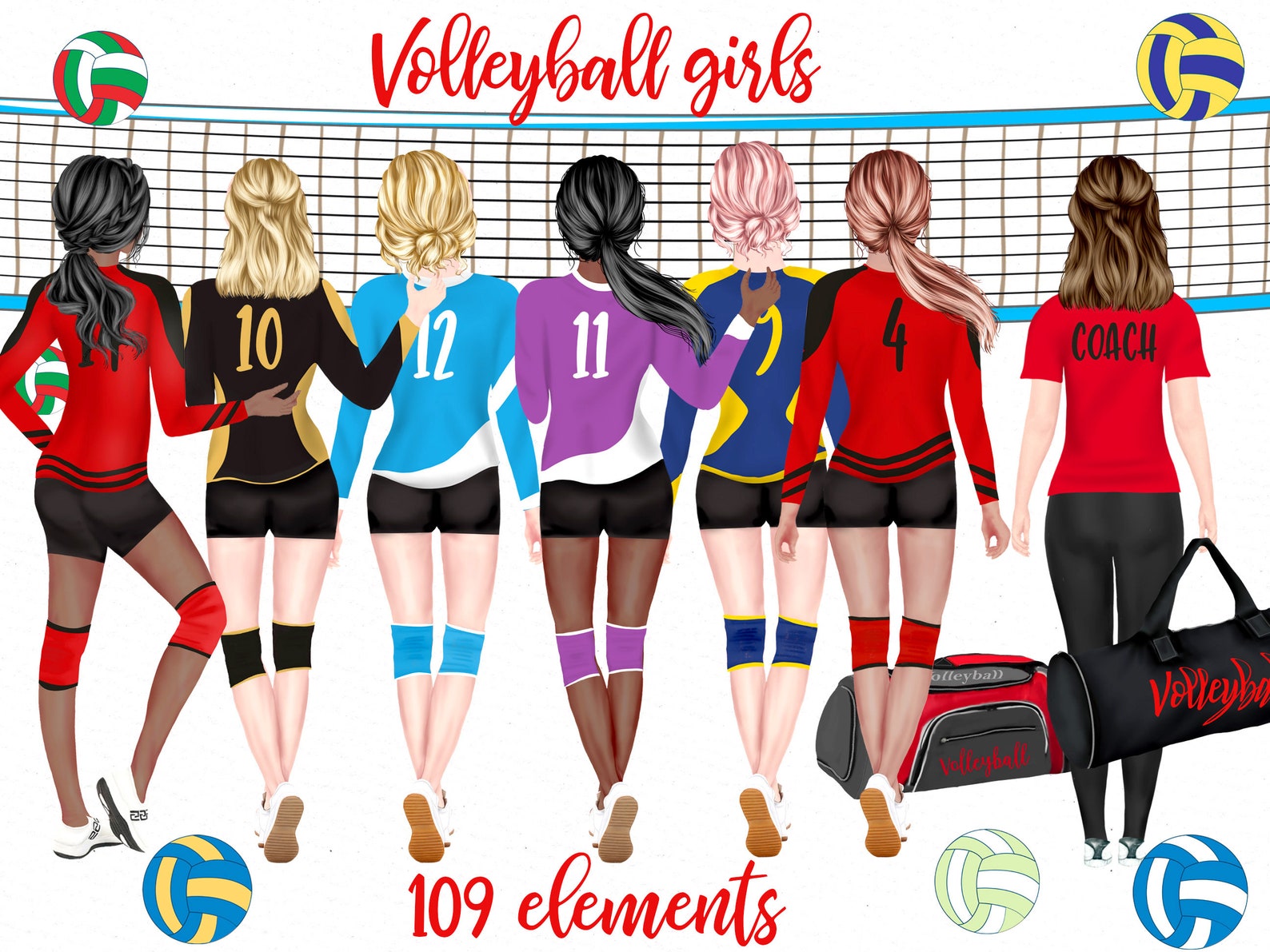 Volleyball Clipart: volleyball GIRLS Clipart Volleyball Jerseys Sports ...