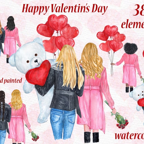 Valentines Day Girls Clipart: love PLANNER Clipart - Etsy