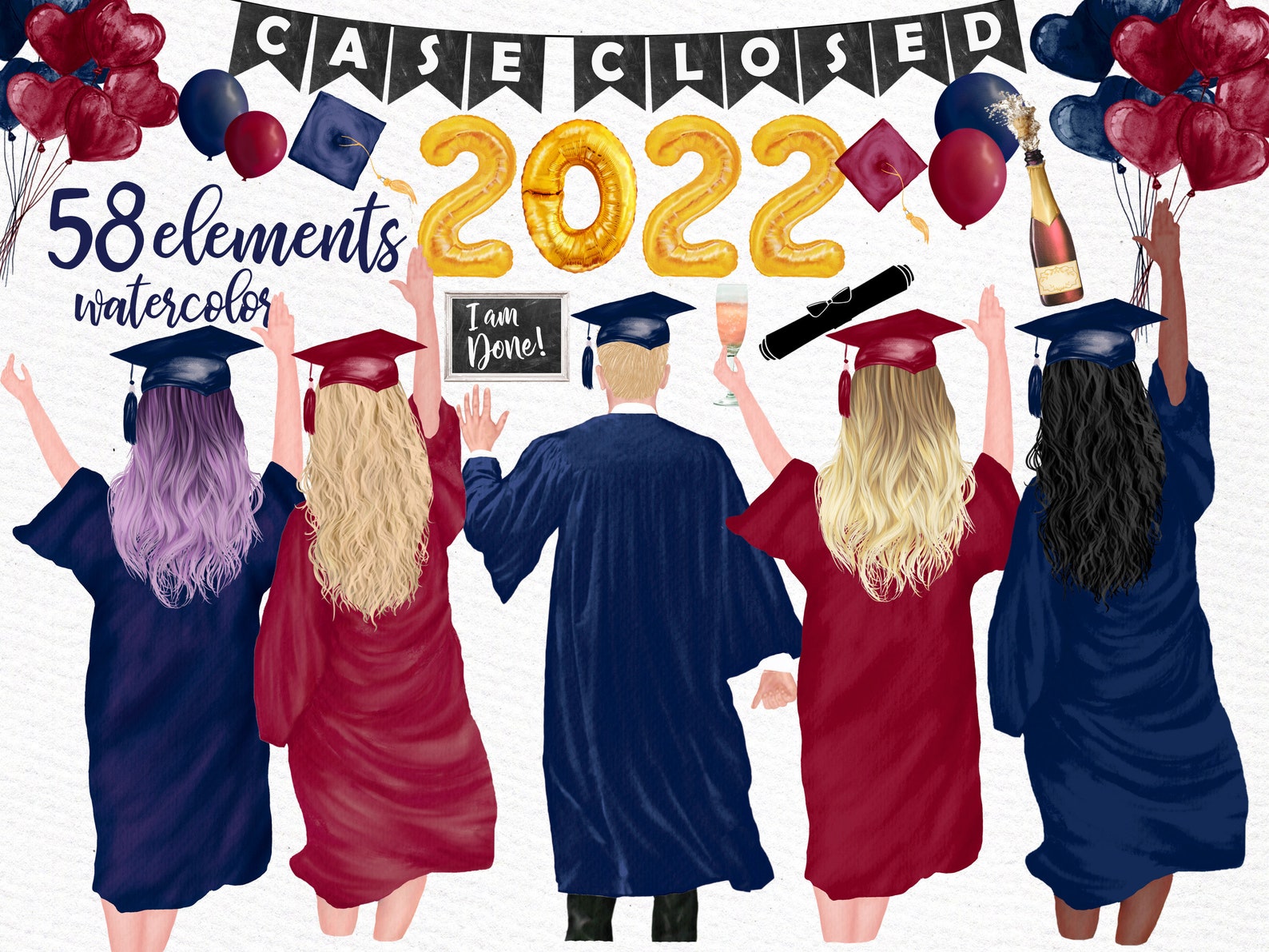 Graduation Clipart: graduating Students Graduate - Etsy