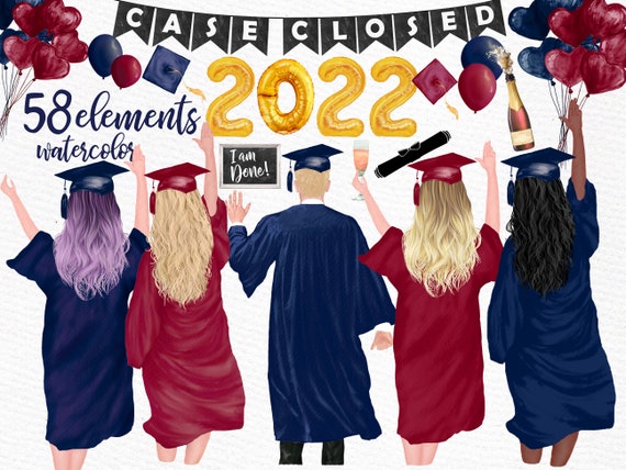 Graduation Clipart: graduating Students Graduate - Etsy