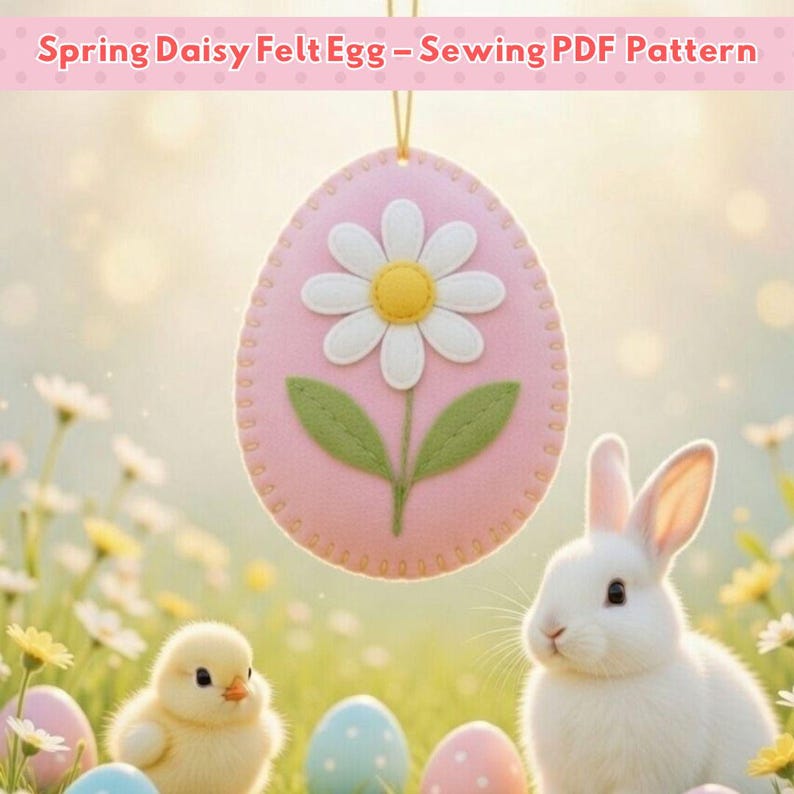 Felt Easter Egg PDF Sewing Pattern, Daisy Felt Easter Egg Pattern, DIY ...
