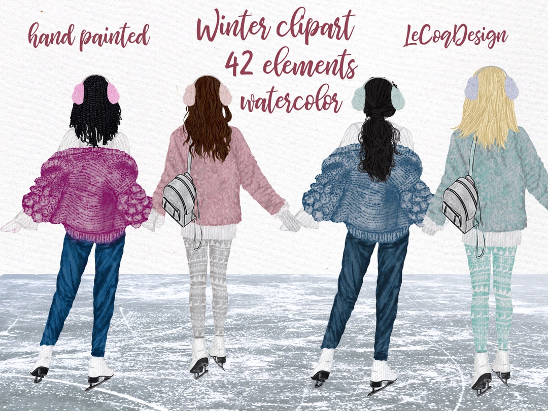 Winter Clipart: "best Friends" Girl Clipart Ice Skating Girls Season ...