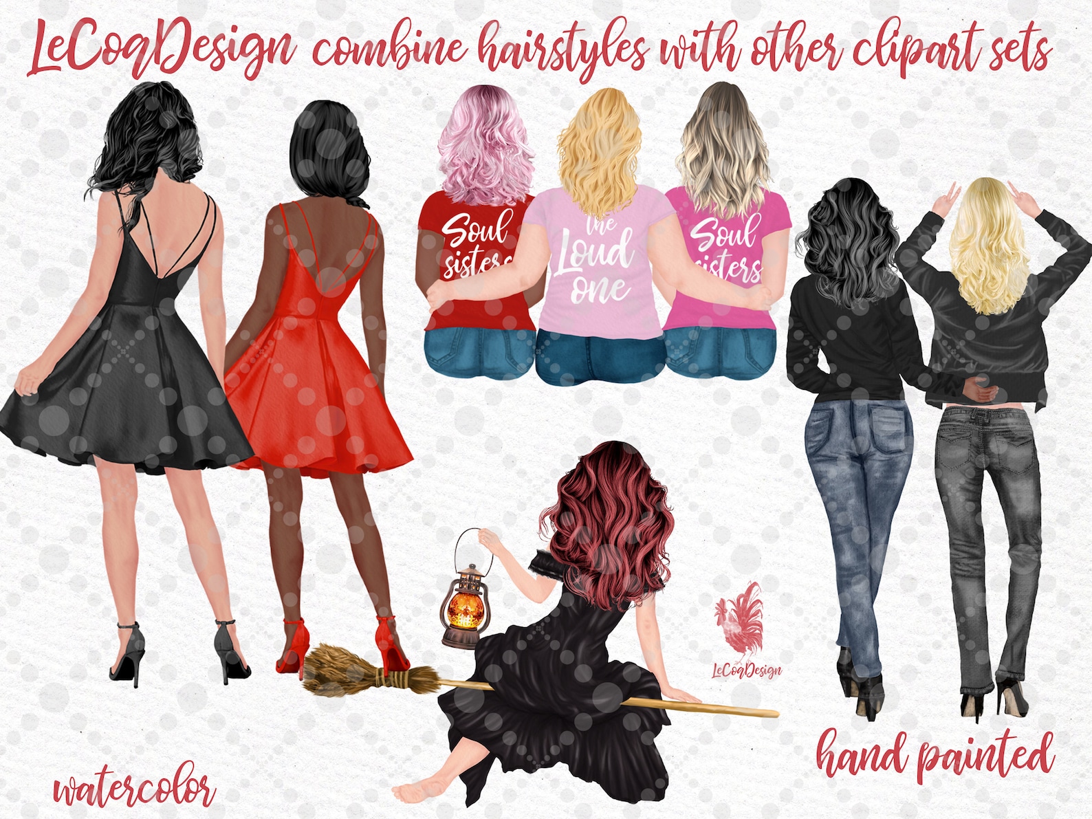 Hairstyles Clipart: girls Clipart Custom - Etsy