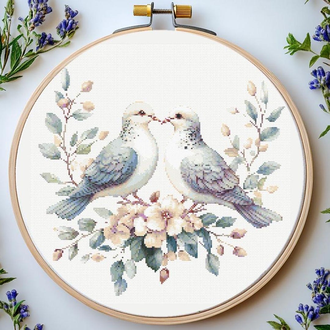 Two Doves Cross Stitch Pattern: Love & Peace (PDF Pattern) - Etsy