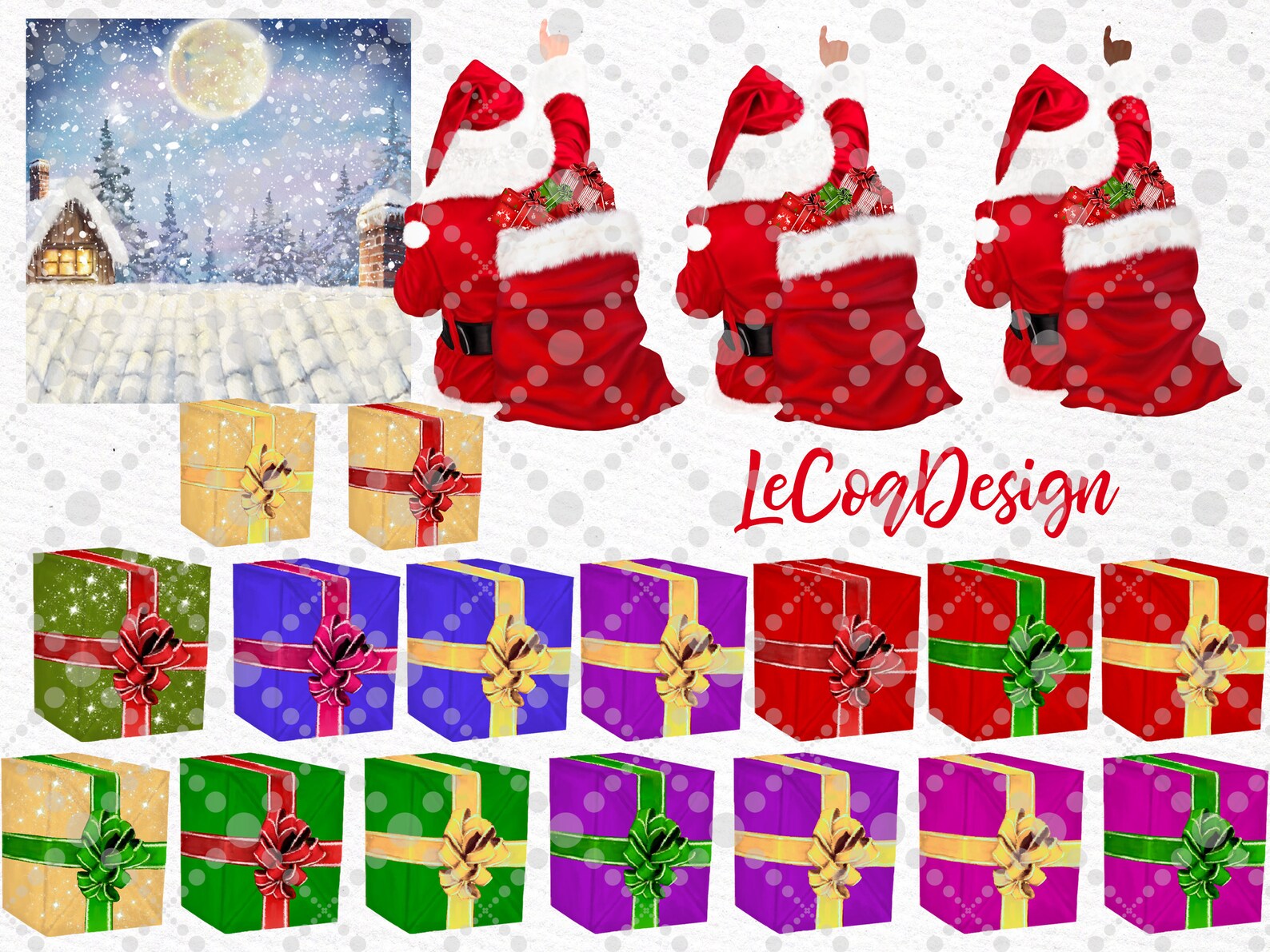 Santa Claus Clipart: "christmas Clipart" Santa on Roof Santa and Kids ...