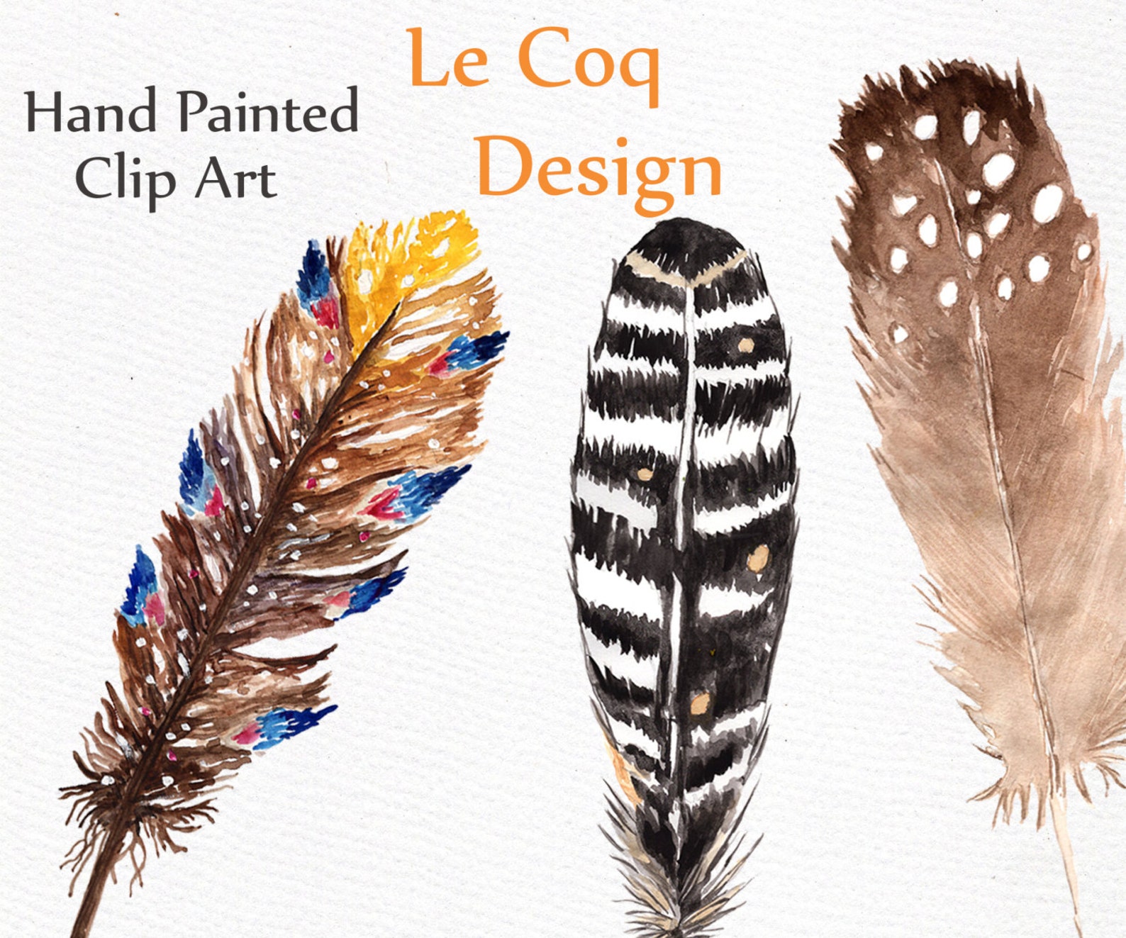 Feathers Watercolor Clipart: feathers CLIP Art Tribal Clipart Wedding ...