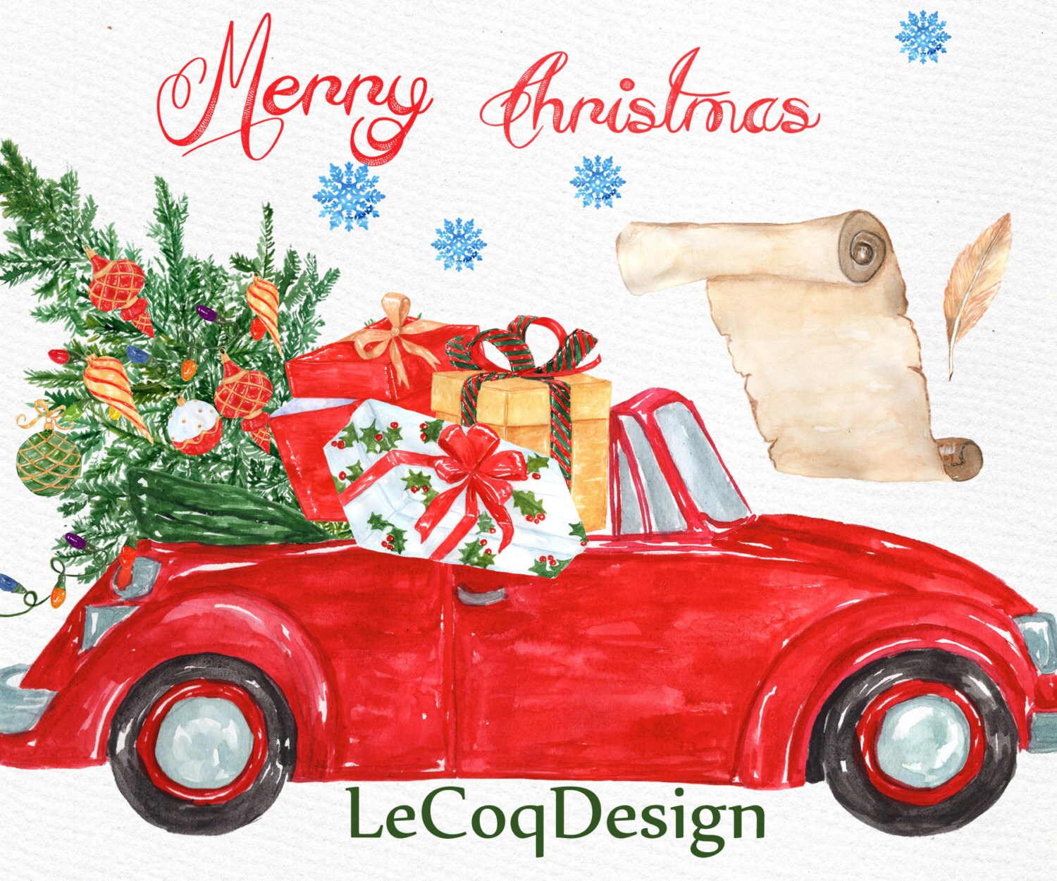 Watercolor Christmas clipart: CHRISTMAS CLIP ART | Etsy