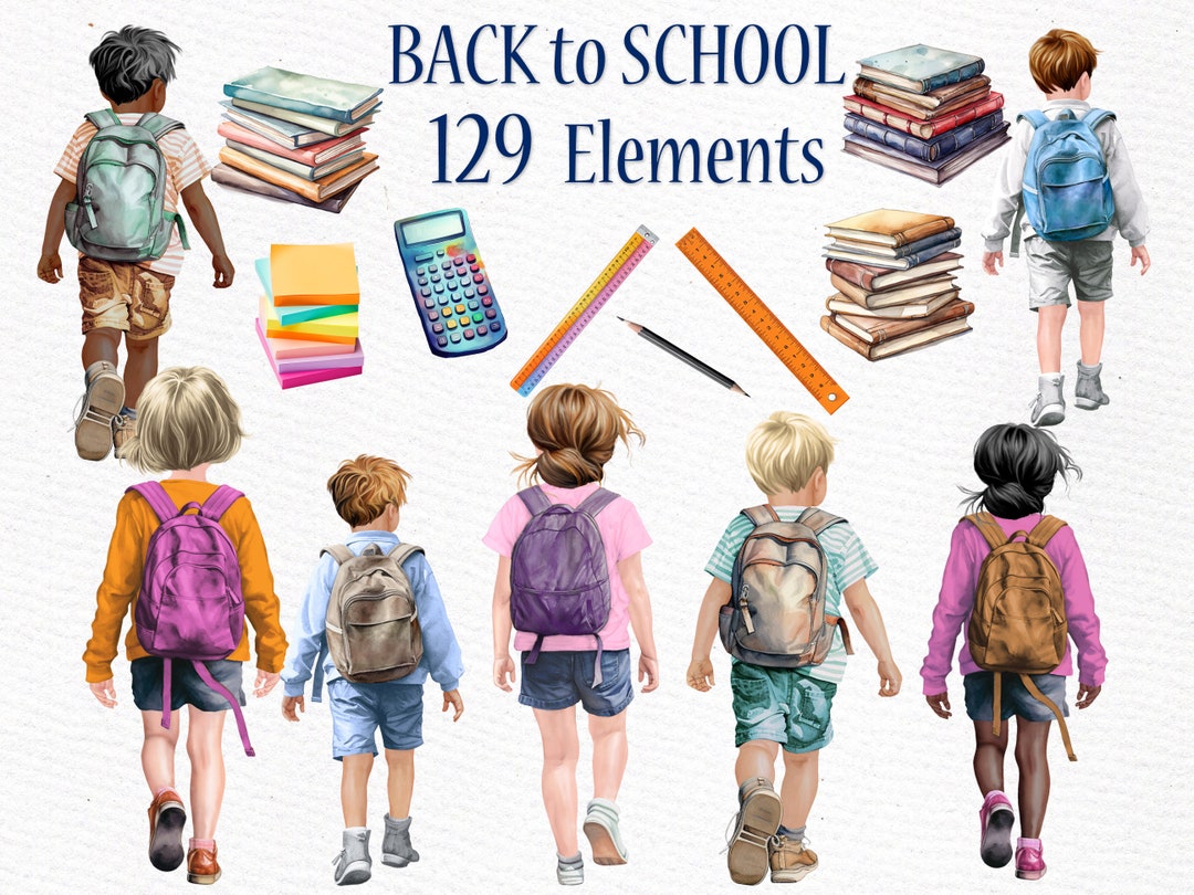 Back to School Clipart: "boys AND Girls" Little Students Clipart School ...