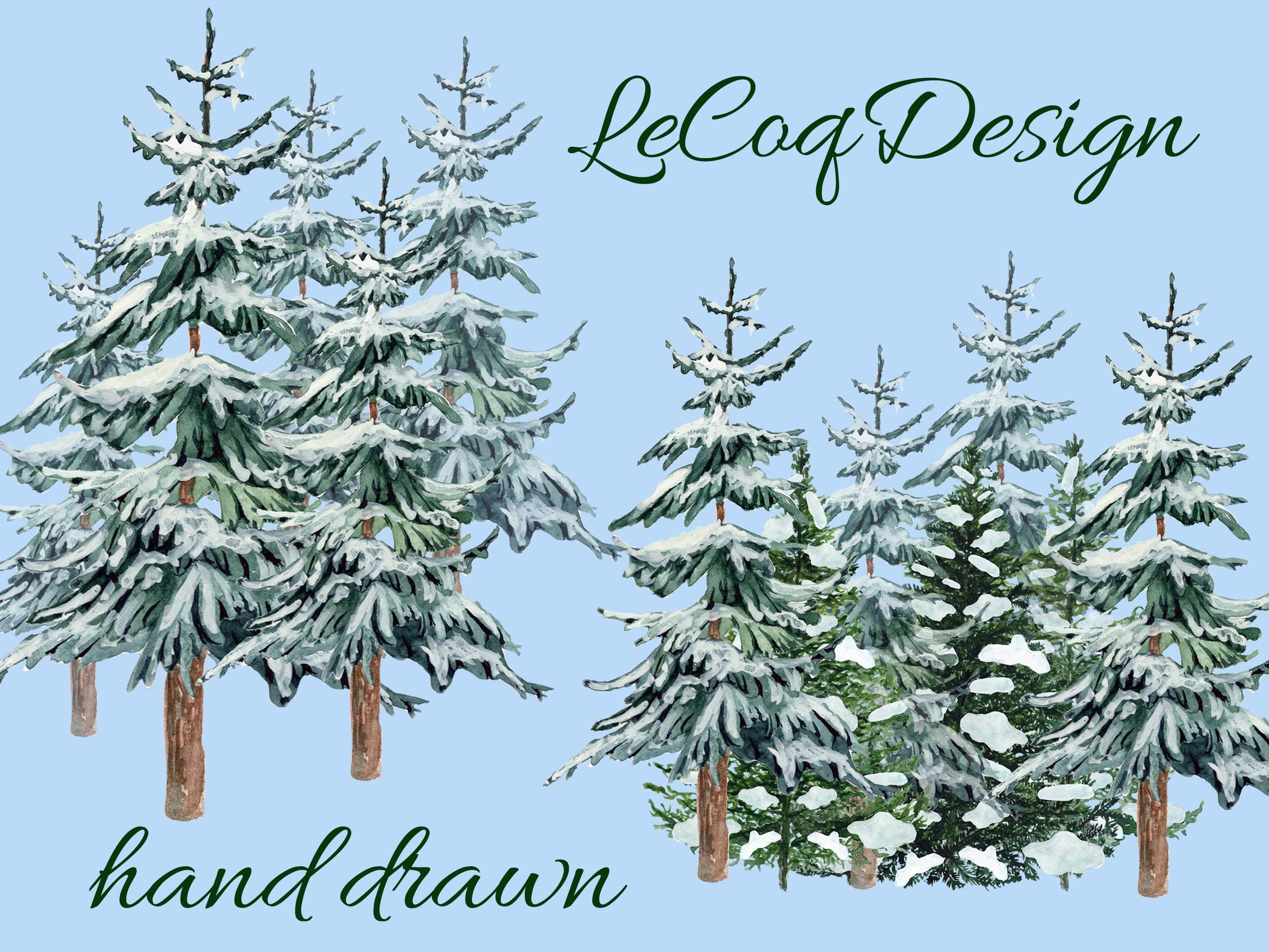Winter Forest Clipart forest Clipart Pine Trees - Etsy