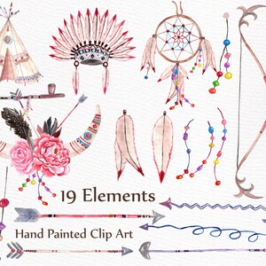 Watercolor Tribal Clipart: "tribal CLIP Art" Dream Catcher Teepee Tent ...