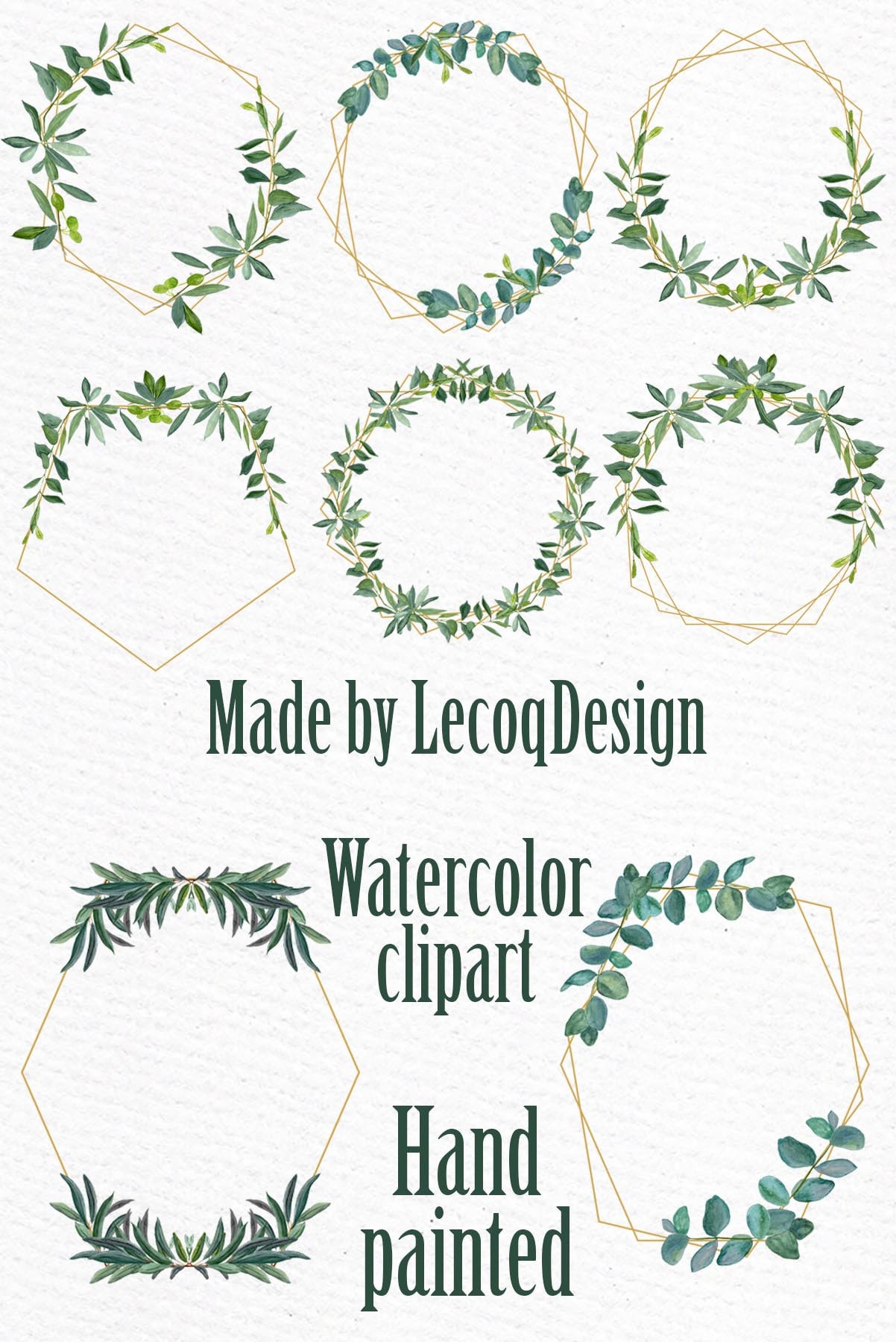 Geometric Frames Clipart: greenery Frames Foliage - Etsy