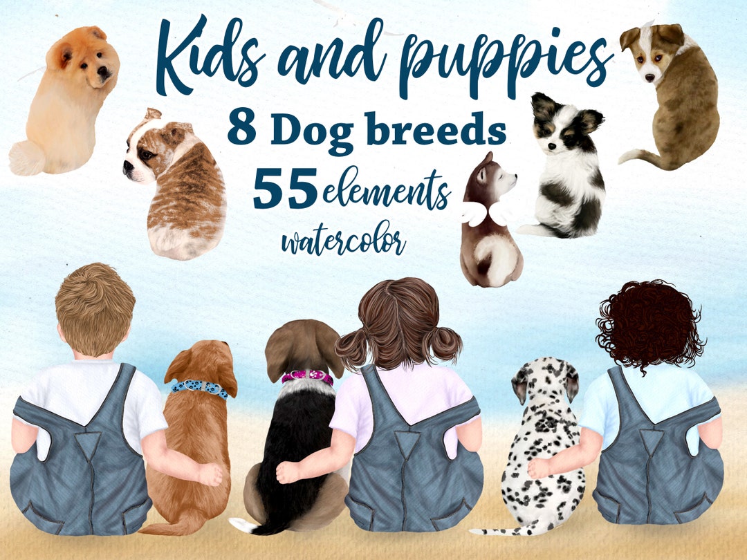 Puppies Clipart: "dog BREEDS Clipart" Kids With Puppies Dog Breeds Pet ...