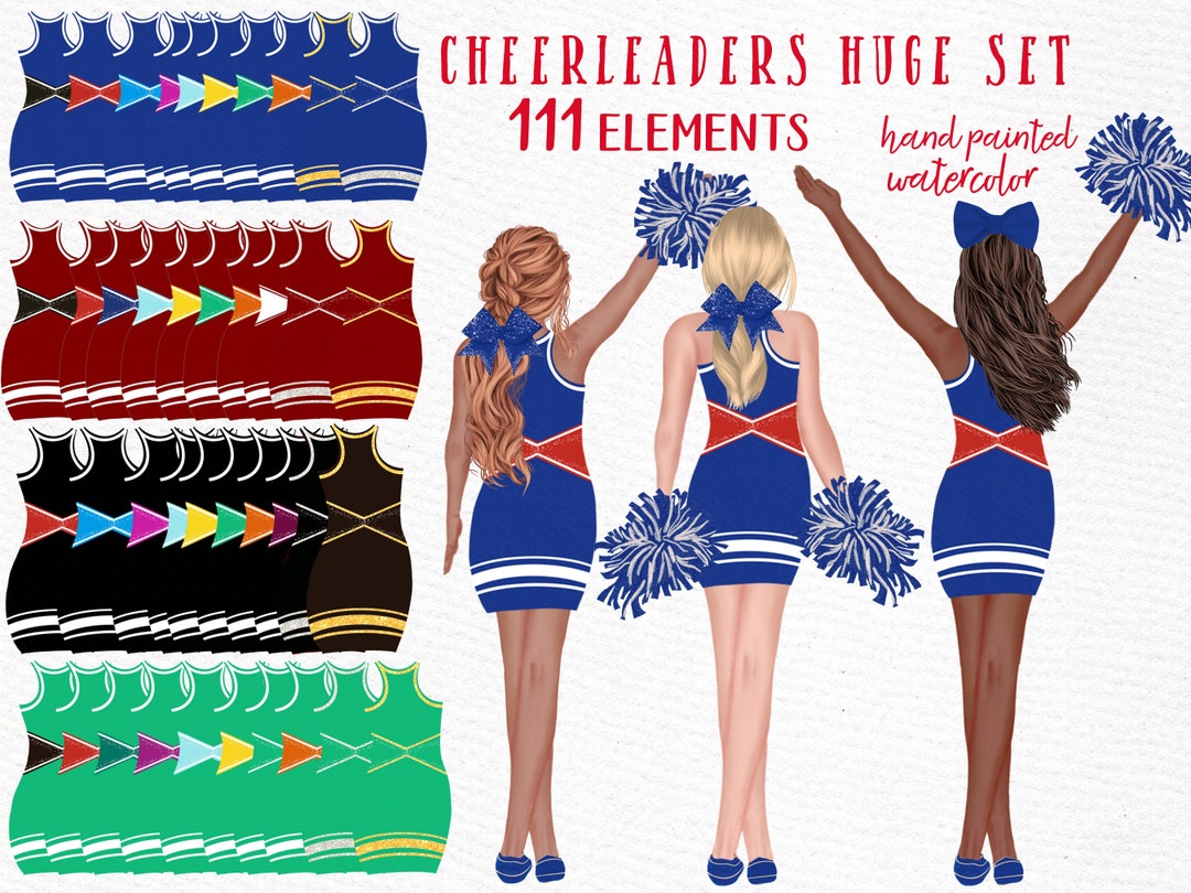 Cheerleaders Bundle Clipart: "girls Clipart" Watercolor Girls Best ...