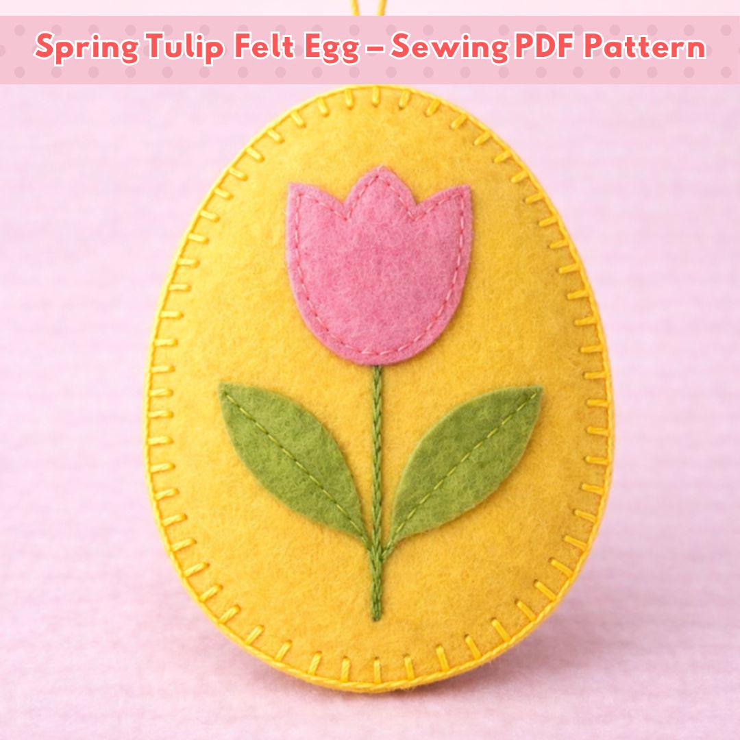 Felt Easter Egg PDF Sewing Pattern, Flower Felt Easter Egg Pattern, DIY ...