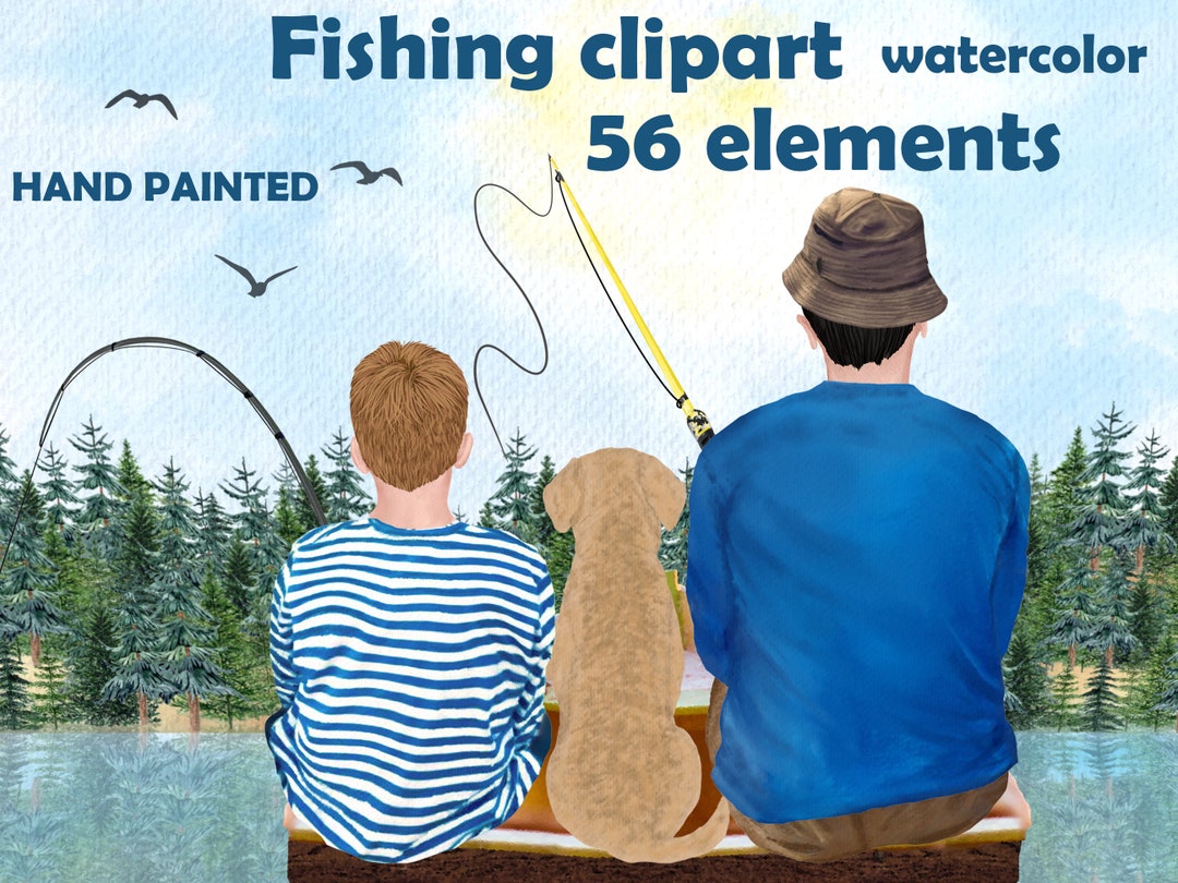 Fishing Clipart: "boy Fishing" Father's Day Clipart Dad and Boy Fishing ...